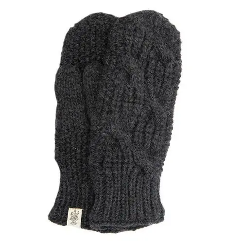 NIRVANNA DESIGNS Side Cable Knit Mittens - Charcoal