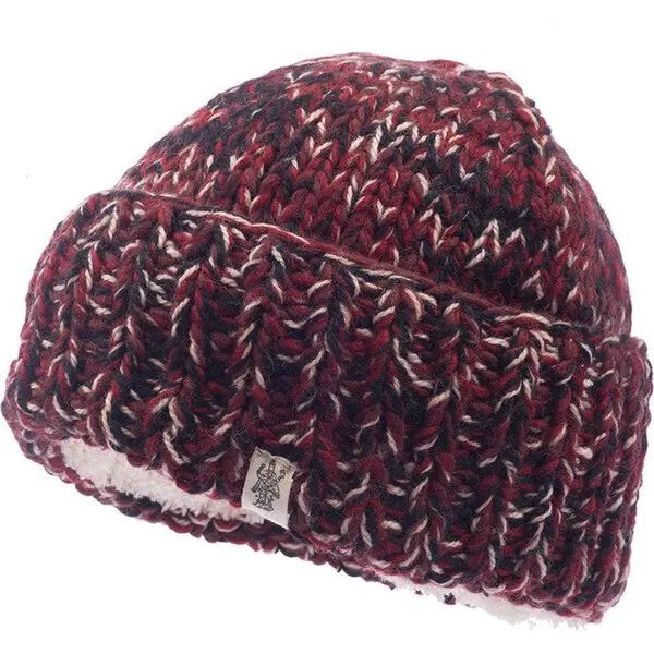 NIRVANNA DESIGNS Marbled Rib Fold Beanie - Burgundy