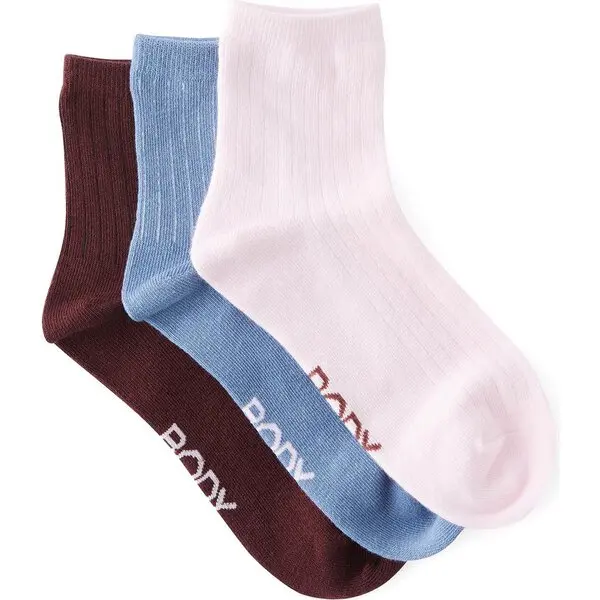 Cotton:on Active Body Mid Crew Socks 3pk - Choc Plum Multi