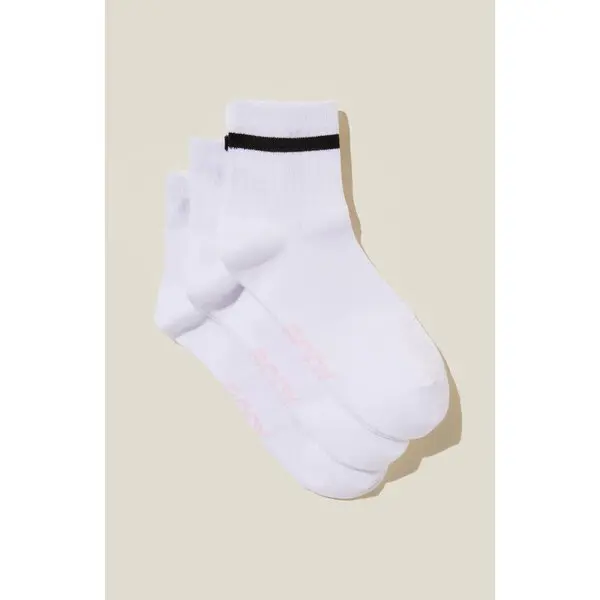 Cotton:on Active Body Mid Crew Socks 3pk - White