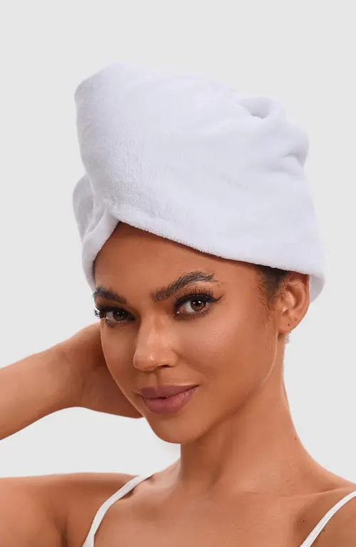 LUCE Silky Satin Pillowcases + Hair Towel Wrap - White