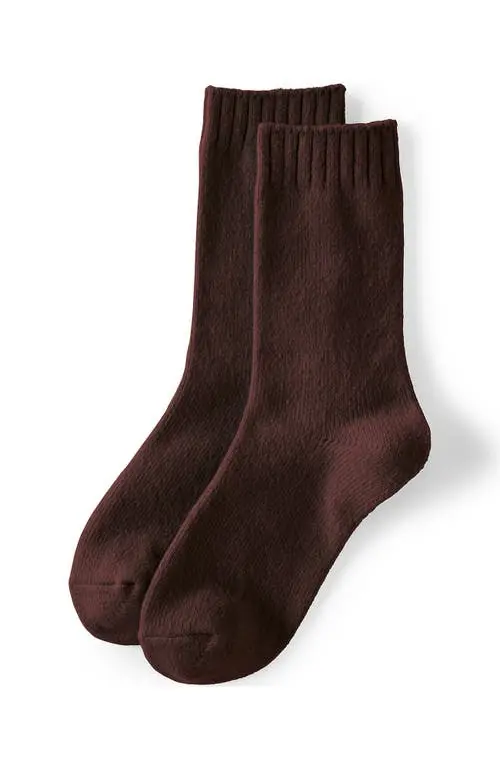 LANDS' END Cashtouch Crew Socks - Rich Seal Brown