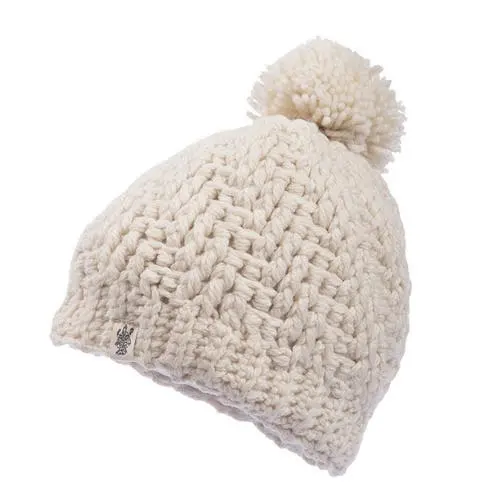 NIRVANNA DESIGNS Swirl Pom Beanie - White