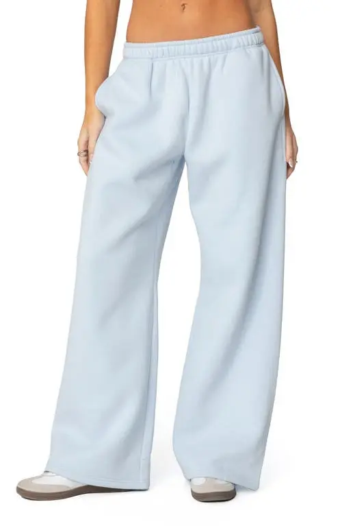 EDIKTED Bonney Bow Wide Leg Sweatpants - Blue