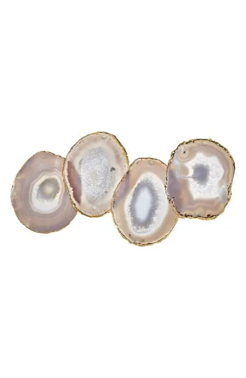ANNA NEW YORK Lumino Set Of 4 Smoke Agate Coasters - Grey And Gold