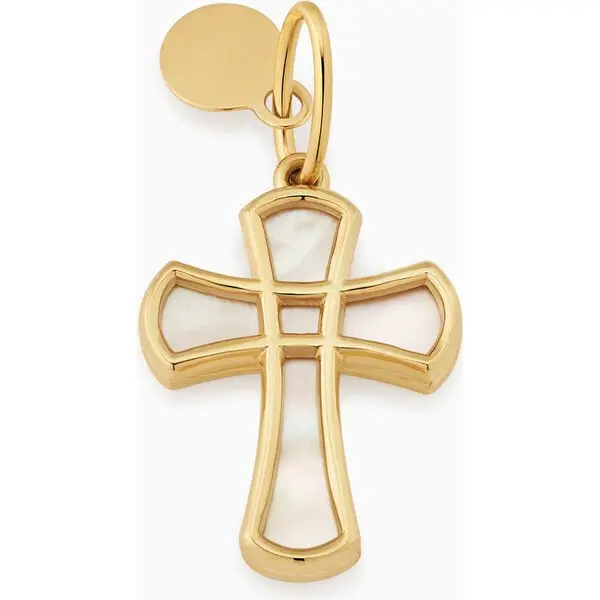 ORADINA 14k Gold Cross Pendant Charm - 14k Gold/ Mother Of Pearl