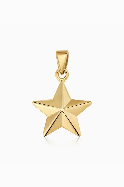 ORADINA 14k Gold Star Pendant Charm - Yellow Gold