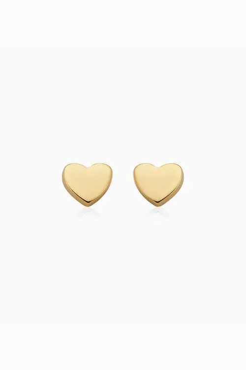 ORADINA 14k Gold Heart Stud Earrings