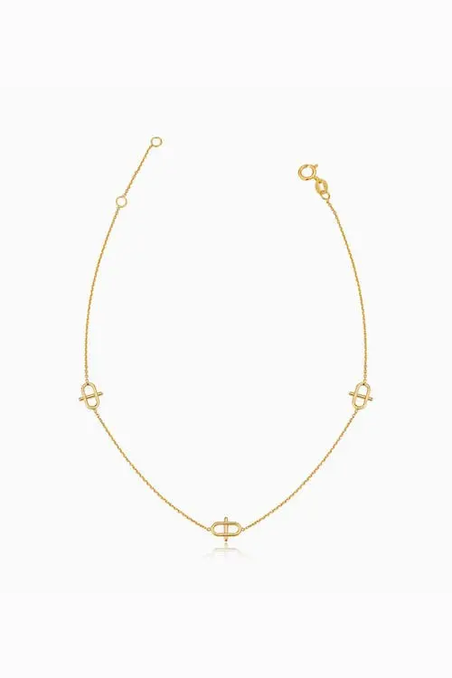 ORADINA 14k Gold Harmony Station Anklet - Yellow Gold