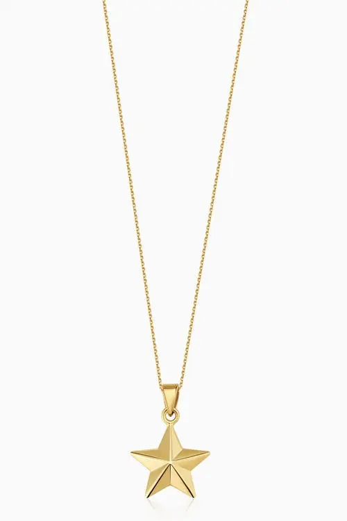 ORADINA 14k Gold Street Star Pendant Necklace - Yellow Gold
