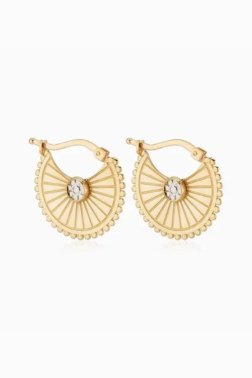 ORADINA 14k Gold Stellar Hoop Earrings