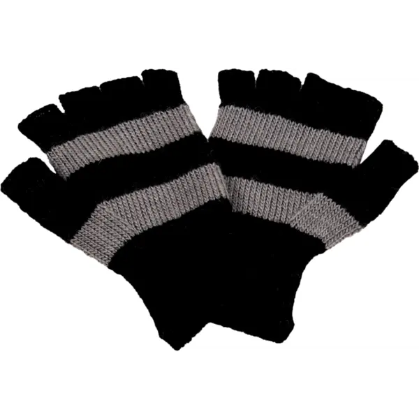 NIRVANNA DESIGNS Striped And Solid Fingerless Gloves - Black/grey