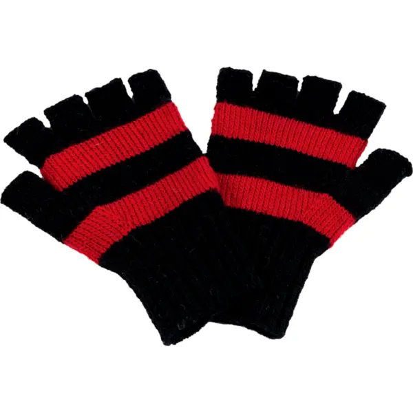 NIRVANNA DESIGNS Striped And Solid Fingerless Gloves - Black/red