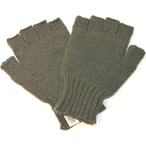 NIRVANNA DESIGNS Striped And Solid Fingerless Gloves - Olive