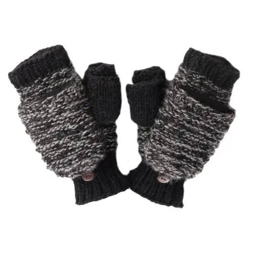 NIRVANNA DESIGNS Speckle Knit Fingerless Mittens - Black