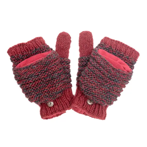 NIRVANNA DESIGNS Speckle Knit Fingerless Mittens - Burgundy