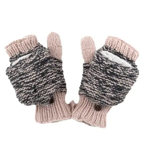 NIRVANNA DESIGNS Speckle Knit Fingerless Mittens - Pink Quartz