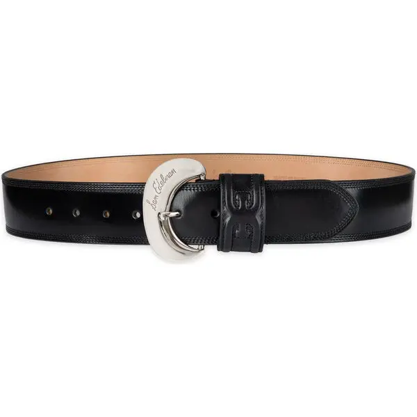 Sam Edelman Leather Belt With Buckle - Black