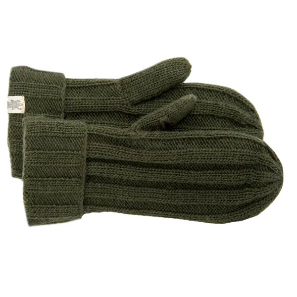 NIRVANNA DESIGNS Ribbed Mittens - Olive