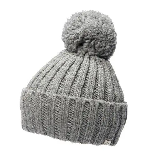 NIRVANNA DESIGNS Park Fold Rib Pom Beanie - Ash