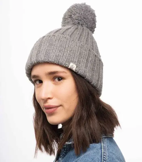NIRVANNA DESIGNS Park Fold Rib Pom Beanie