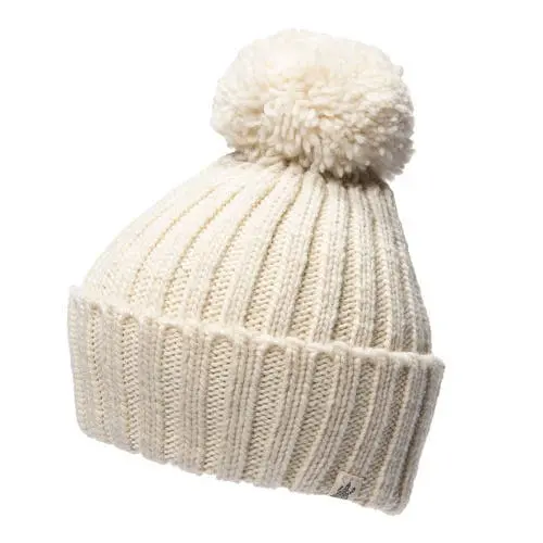 NIRVANNA DESIGNS Park Fold Rib Pom Beanie - White