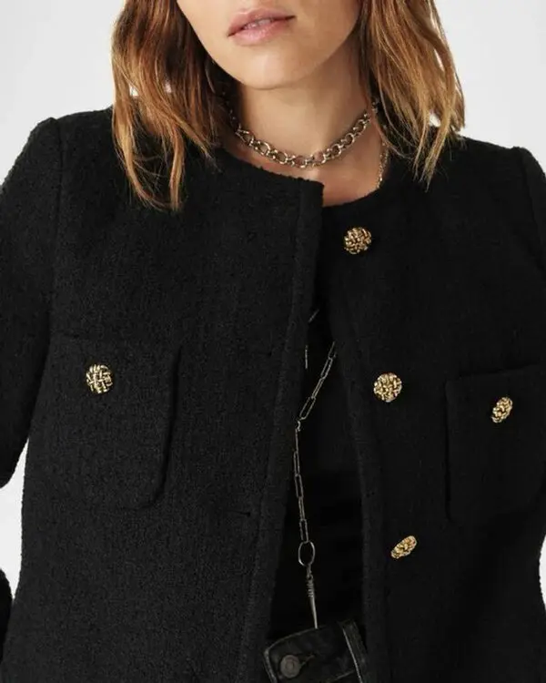 Ba&sh Meredith Bouclé Jacket - Black