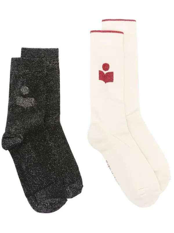 Isabel Marant Logo-intarsia Socks Set - Black