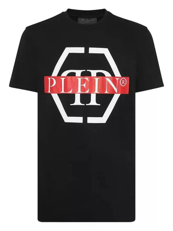 Philipp Plein Pp Tape-print Round-neck T-shirt - Black