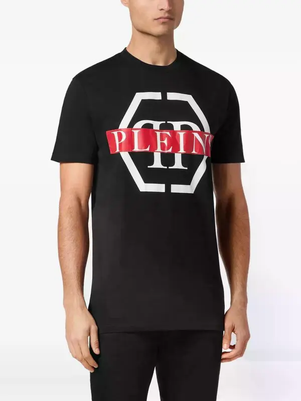 Philipp Plein Pp Tape-print Round-neck T-shirt - Black