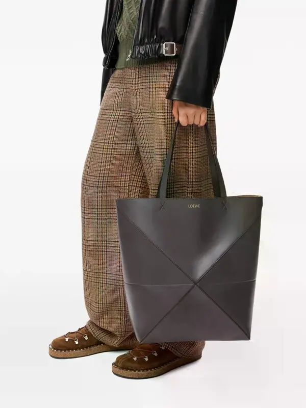 Loewe Xl Puzzle Fold Leather Tote Bag - Grey