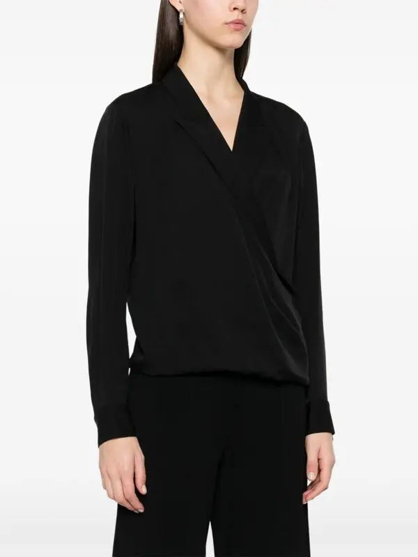 Theory Peak-lapel Wrap Blouse - Black