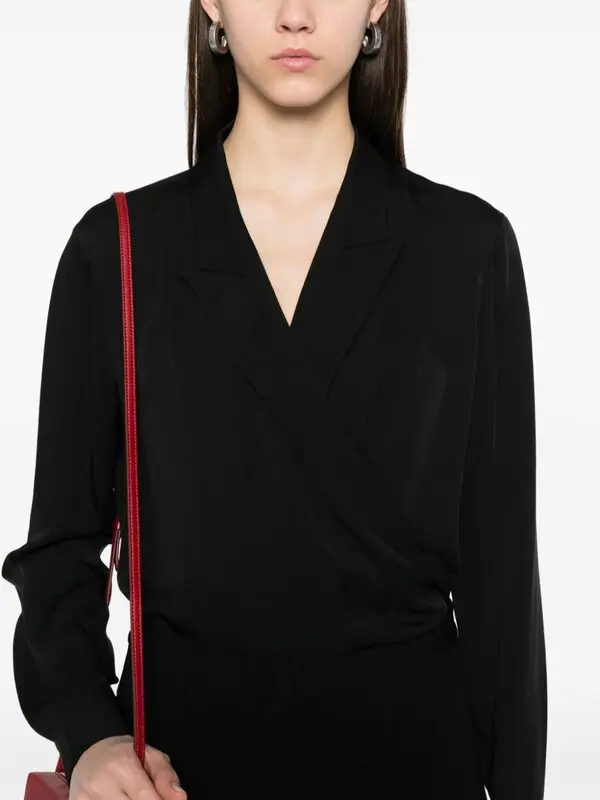 Theory Peak-lapel Wrap Blouse - Black