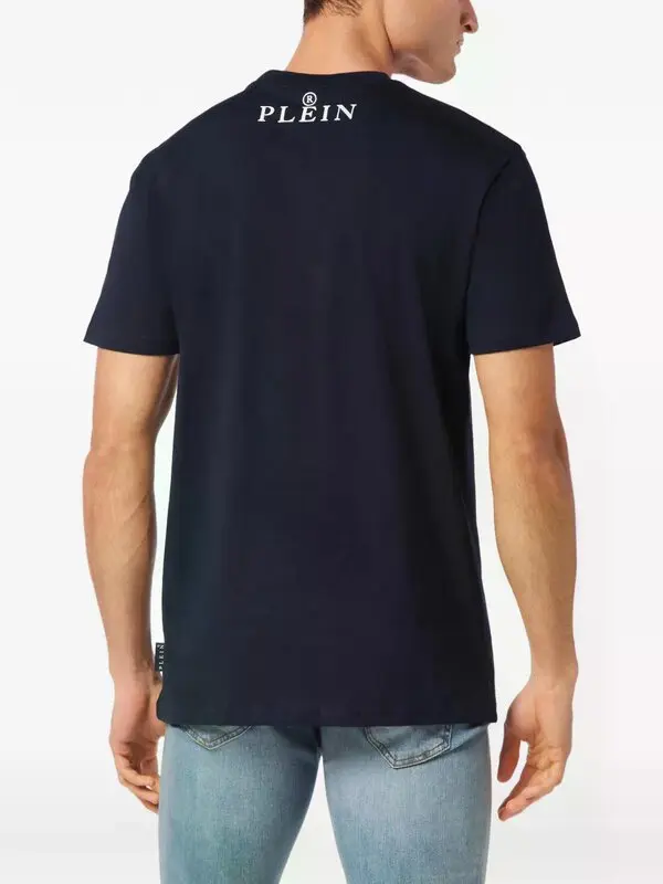 Philipp Plein Pp Tape-print Round-neck T-shirt - Blue