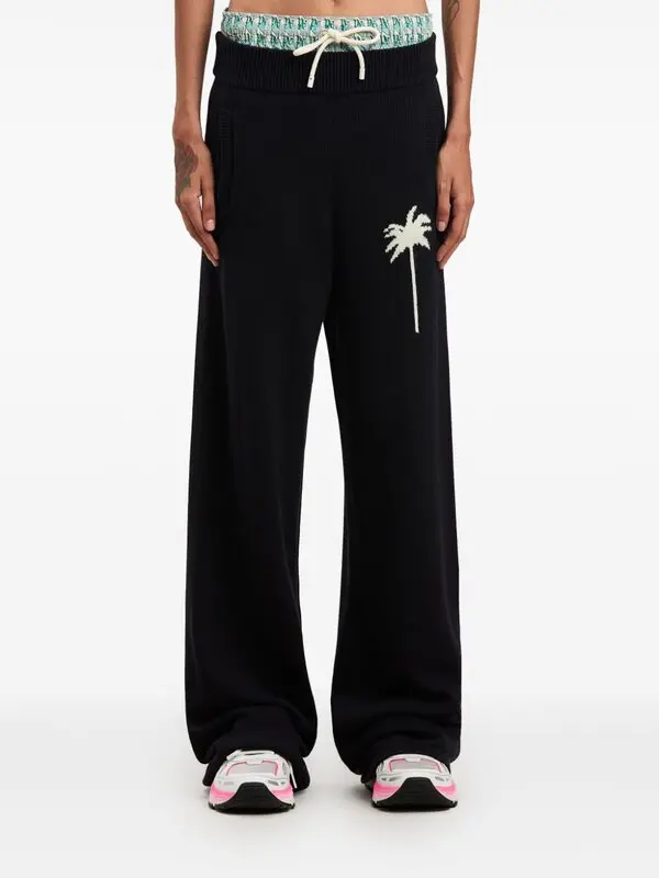 Palm Angels Palm Tree Knitted Trousers - Black