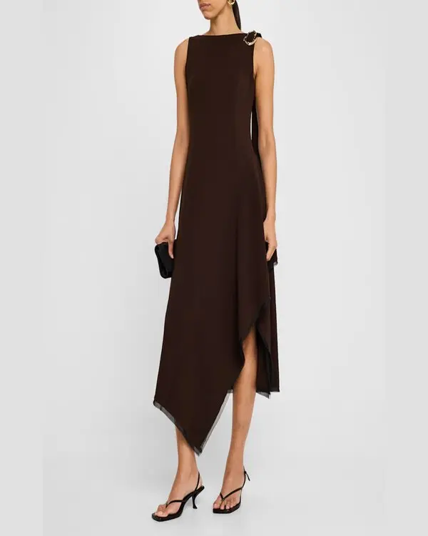 JASON WU Boatneck Fit-and-flare Midi Dress
