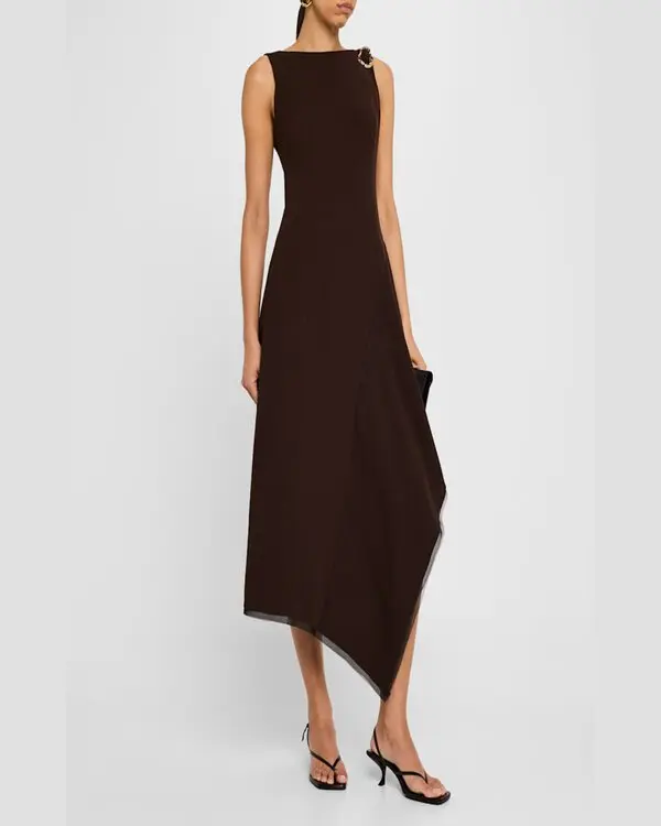JASON WU Boatneck Fit-and-flare Midi Dress