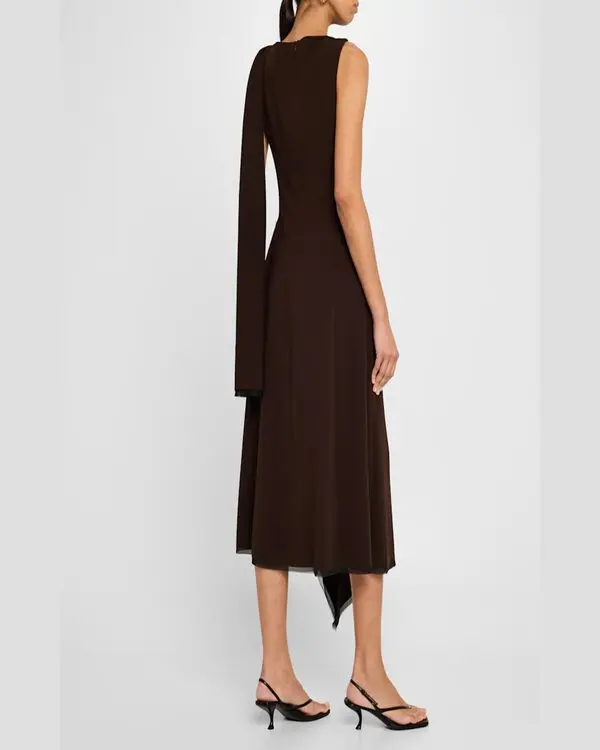 JASON WU Boatneck Fit-and-flare Midi Dress