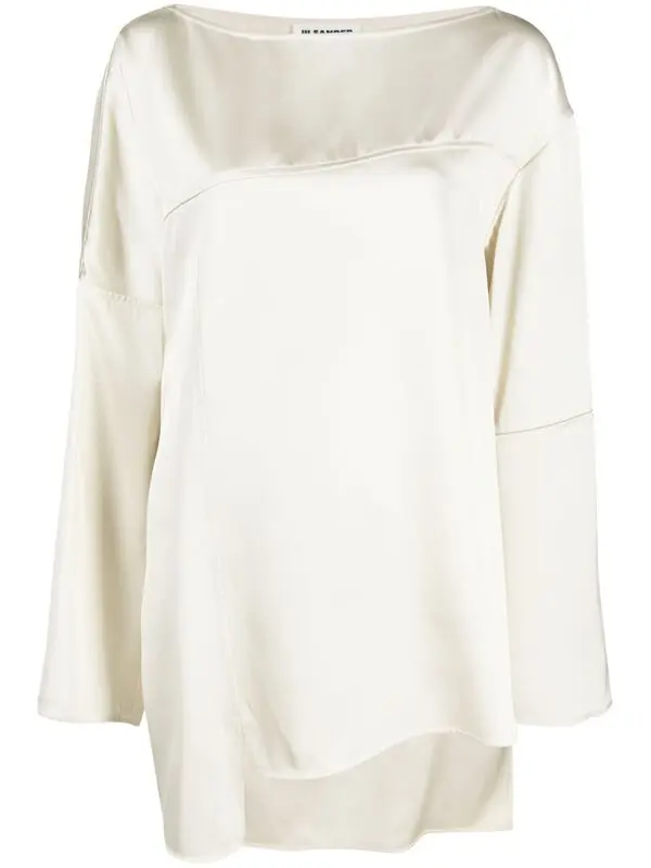 JIL SANDER Seam-detail Crepe Blouse - Neutrals