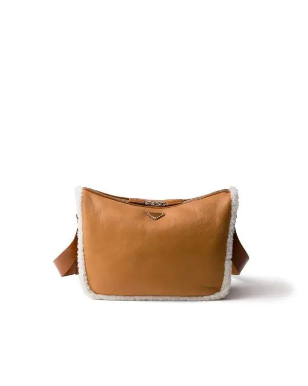 Prada Shearling Shoulder Bag - Brown