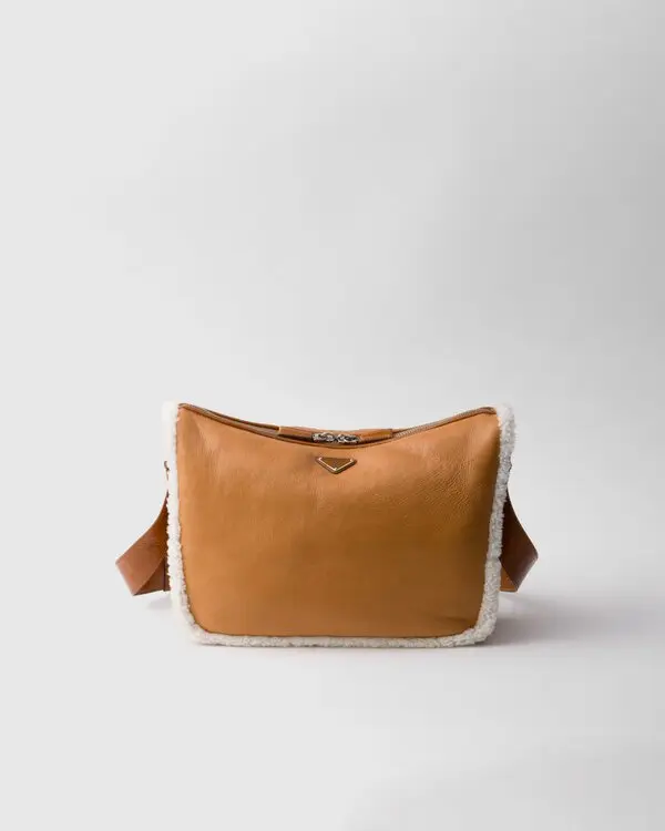 Prada Shearling Shoulder Bag - Cognac/natural