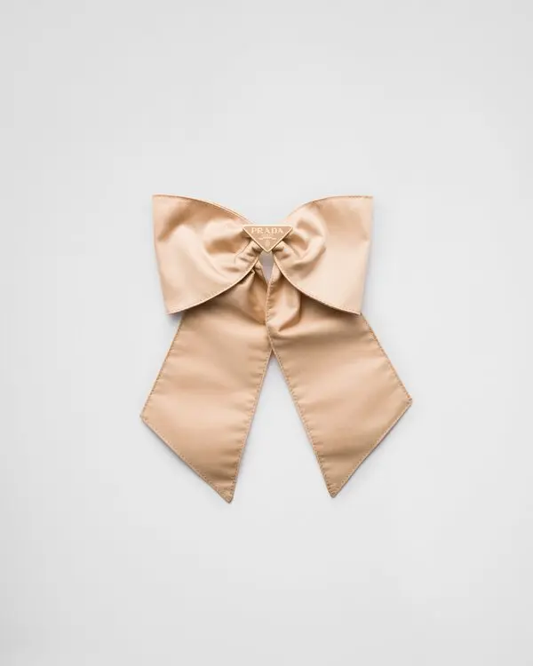 Prada Re-nylon Bow Hair Clip - Cameo Beige