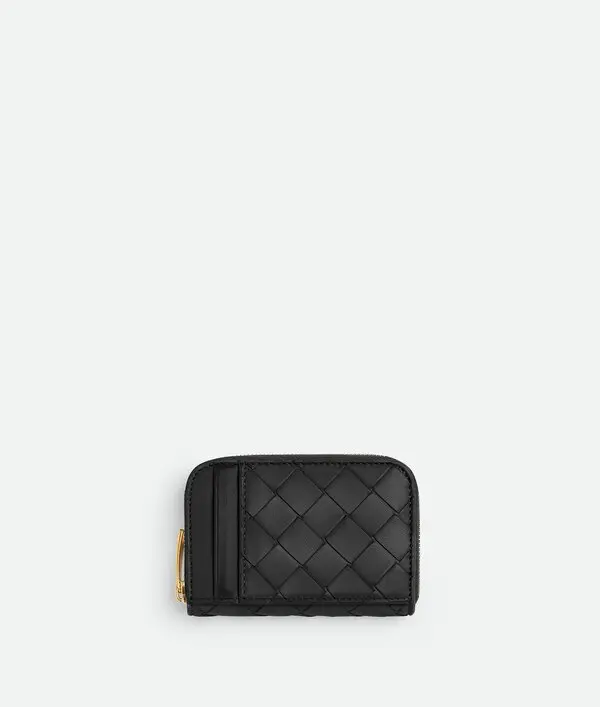 BOTTEGA  VENETA Intrecciato Zipped Coin Purse - Black