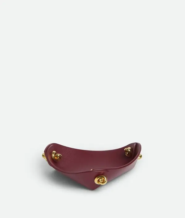BOTTEGA  VENETA Small Leather Tray With Metal Knots - Barolo