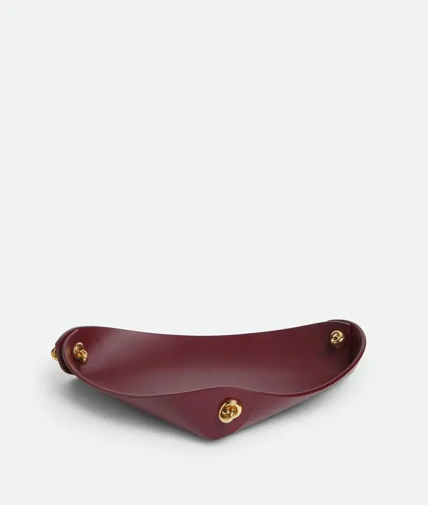 BOTTEGA  VENETA Medium Leather Tray With Metal Knots - Barolo
