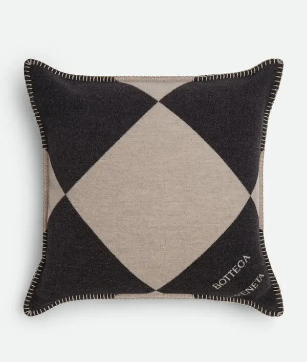 BOTTEGA  VENETA Jacquard Check Cushion - Greige/grey
