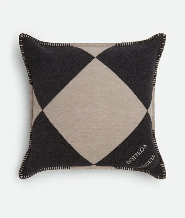 Bottega Veneta Jacquard Check Cushion - Greige/white