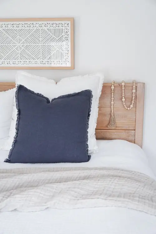 Anaya Soft Fringe Linen Pillow Cover Only - Navy Blue