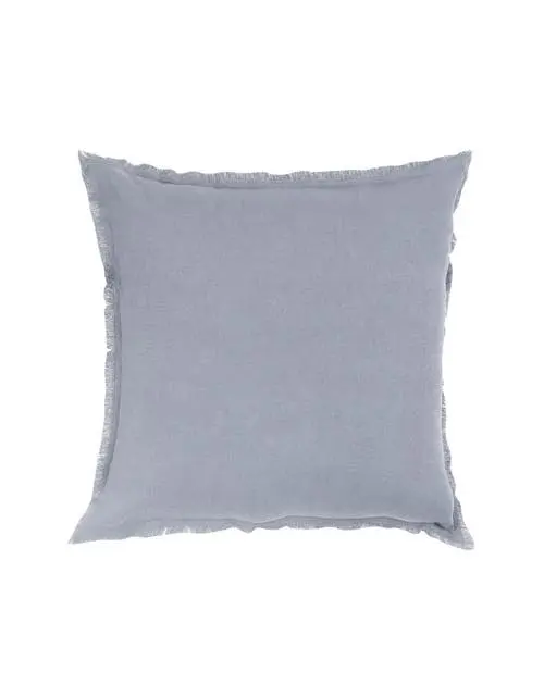 Anaya Soft Fringe Linen Pillow With Down Insert - Chambray Blue