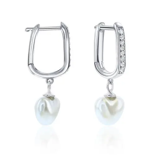 DONATELLO GIAN Sterling Shell Pearl Heart Earrings - Silver